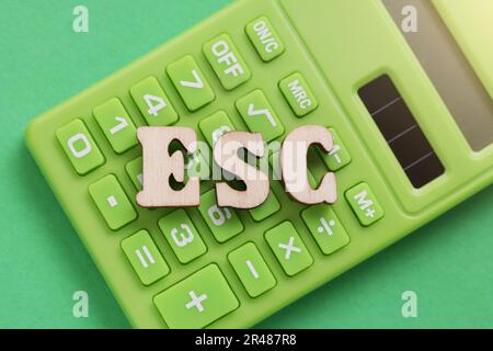 ESG, green calculator. Environmental, Social, Corporate Governance ...