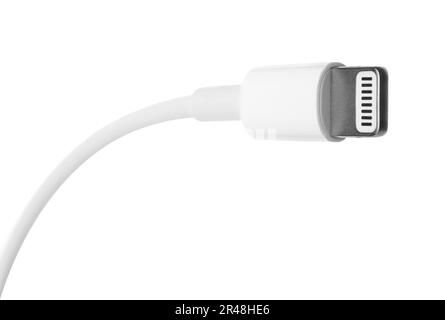 Lightning cable connector isolated on white. Modern technology Stock ...