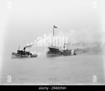 A tow entering St. Clair Ship Canal, between 1900 and 1905 Stock Photo ...