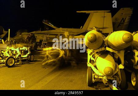 US Navy GBU-31 Joint Direct Attack Munitions (JDAM) are staged in the ...