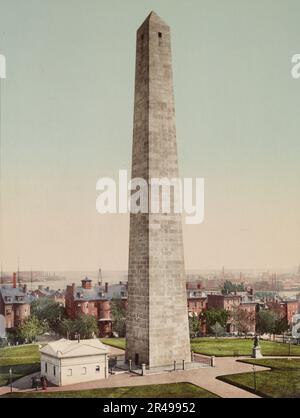 A historic photograph of the Bunker Hill Monument, captured by the ...