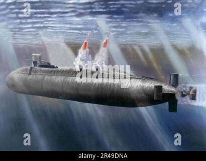 US Navy Illustration of USS Ohio (SSGN 726) which is undergoing a ...