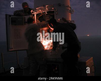 US Navy Fire Controlmen stationed aboard the Nimitz class aircraft ...