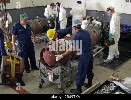US Navy Mineman 3rd Class prepares to operate the mine neutralization ...