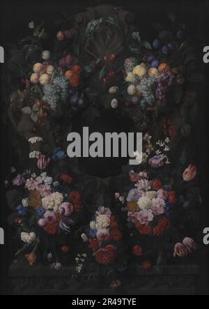 Stone Cartouche with Fruit and Flower Garland, 1664 Stock Photo - Alamy