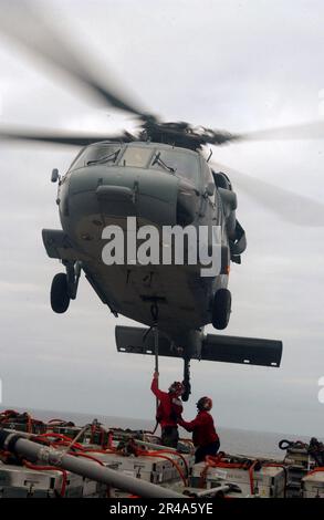 US Navy An MH-60S Nighthawk prepares to land on the flight deck aboard ...