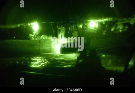 Two 11-meter Navy Special Warfare Rigid Hull Inflatable Boats transit ...