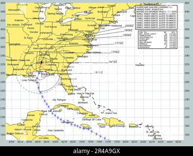 US Navy Current forecast projected path and wind speeds of Hurricane ...