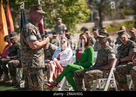 U.S. Marine Corps Col. Sean P. Hoewing, middle, commanding officer of ...