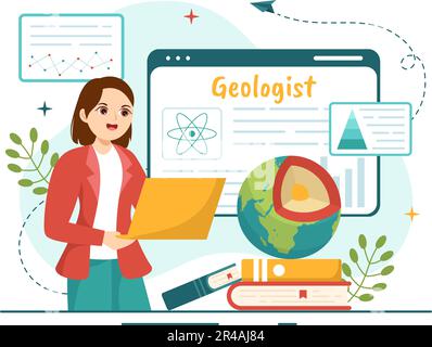 Geologist Vector Illustration with Soil Analysis and Features of the ...
