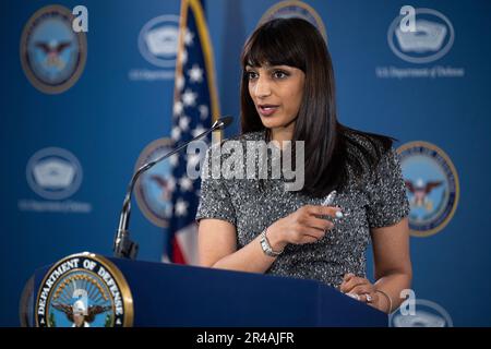 Deputy Pentagon Press Secretary Sabrina Singh speaks at a news ...