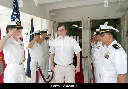 US Navy U.S. Ambassador to Singapore Frank Lavin (left) and Commander ...