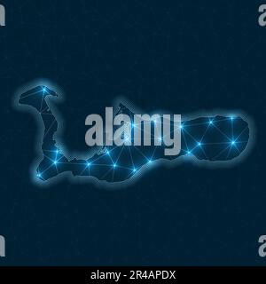 Network map of Grand Cayman. Island digital connections map. Technology ...