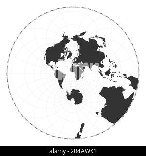 Vector world map. Stereographic. Plain world geographical map with ...