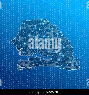 Digital network map of Senegal. Abstract connect line and dot on dark background Stock Vector ...