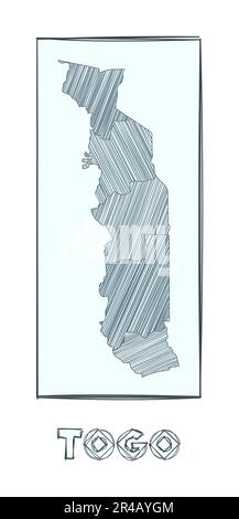 Togo freehand pencil sketch outline map isolated on white background ...