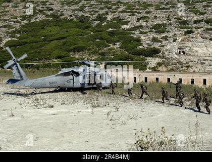 US Navy Albanian Special Forces fast rope from a U.S. Navy MH-60S ...