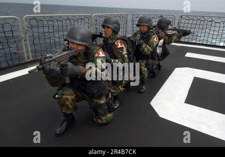 U.S. Navy Special Warfare Operators with SEAL Team 5 fast rope during ...