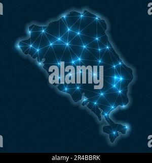Colon Island - communication network map. Colon Island trendy geometric ...