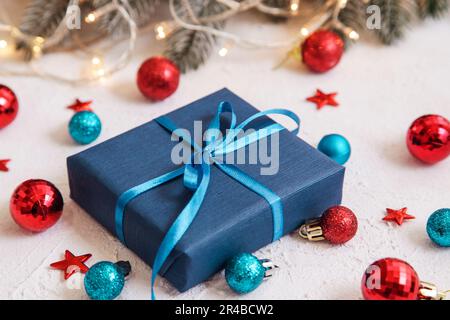 Christmas gift box on dark background Stock Photo - Alamy