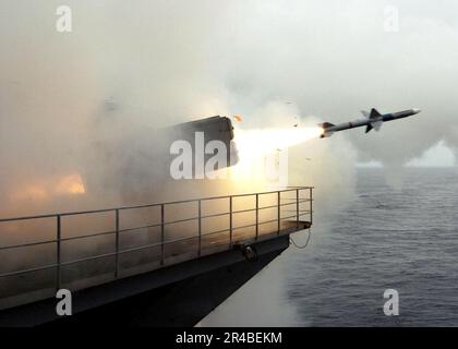 US Navy A RTM-7P NATO Sea Sparrow training missile is fired against a ...