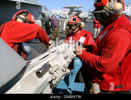 US Navy Aviation Ordnancemen assigned to the Sunliners of Strike ...