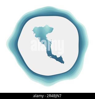 Corfu icon. Round logo with island map and title. Stylish Corfu badge ...