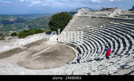 Amphitheatre Segesta antica, Sicily, Italy, Europe, Mediterranean Stock ...