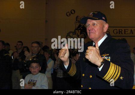 US Navy Vice Adm. Rodney Rempt, Superintendent of the U.S. Naval ...