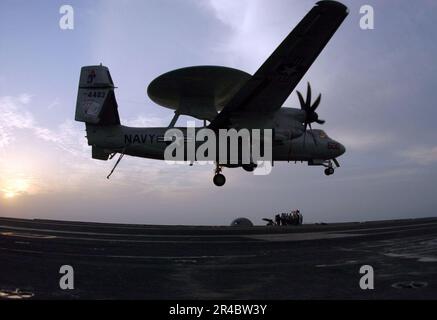 US Navy E-2C makes arrested landing Stock Photo - Alamy