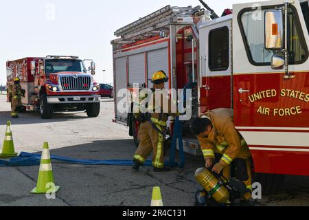 Firefighters assigned to the 178th Civil Engineering Squadron ...