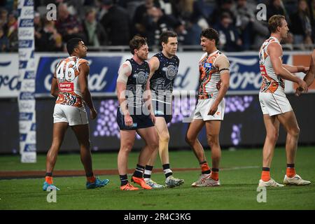 Jeremy Cameron (third from left) and Tom Hawkins (second from left) of ...
