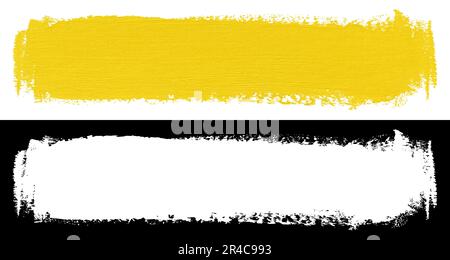 Yellow paint stroke isolated on white background Stock Photo - Alamy