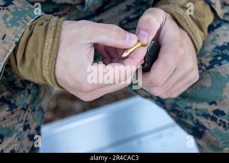 U.S. Marines receive ammunition for the Marine Corps Championships ...