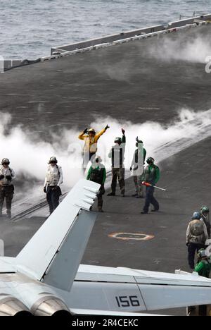 The catapult aboard the Nimitz-class aircraft carrier USS George ...