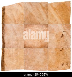 Collection of brown leather textures isolated on white background ...
