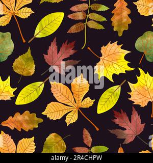 Autumn seamless pattern background with different animals stickers ...