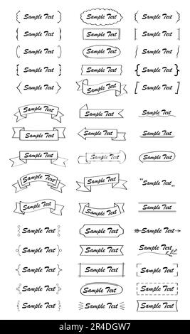 Text title frame handwriting ribbon, square, circle decoration element ...