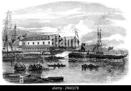 Launch of H.M. Gun-Boat "Pelter", and the Portuguese Steam-ship "Dom ...