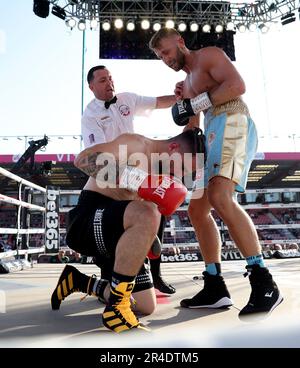Lewis Edmondson (right) in action against Gianni Antoh during their ...