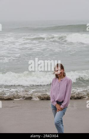 Beautiful Russian model in a beach, near the ocean Stock Photo - Alamy
