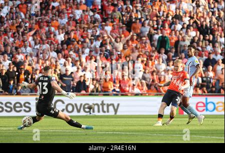 Joe Taylor of Luton Town scores from a penalty during the Sky Bet ...
