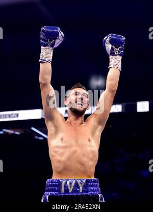 Danny Ball celebrates after winning his English Welter Weight fight ...