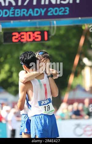 Andrea GRUSTI & Riccardo ORSONI celebrating after the 35km at the ...