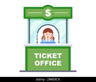 green kiosk with tickets. flat vector illustration Stock Vector Image & Art - Alamy
