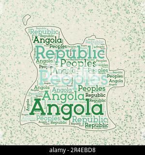 ANGOLA map design. Country names in different languages and map shape ...