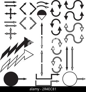 A set of minimalistic icon designs isolated on white and black ...