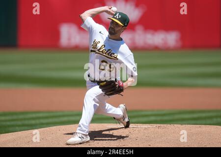 Oakland Athletics pitcher Austin Pruitt during a baseball game against ...