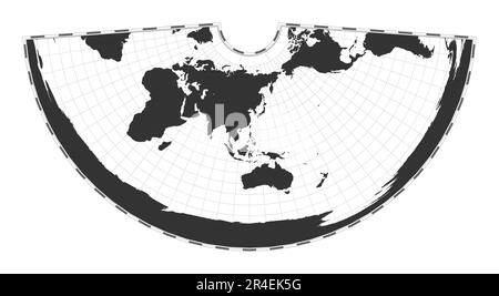 Vector world map. Conic equidistant projection. Plain world ...
