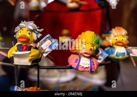 Original Austro-Ducks. Hand-painted ducks made of natural rubber depict ...